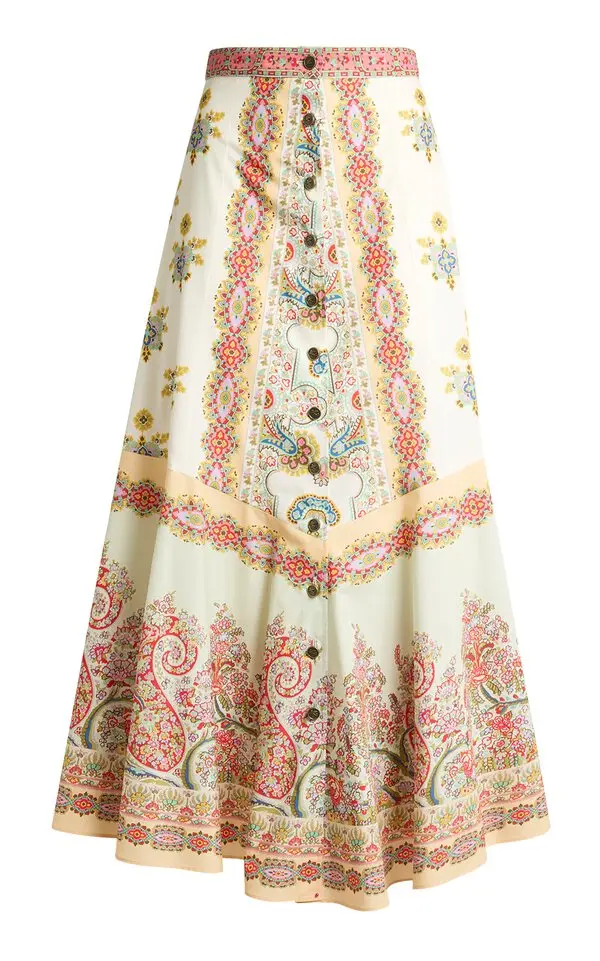 Etro Printed Cotton Midi Skirt