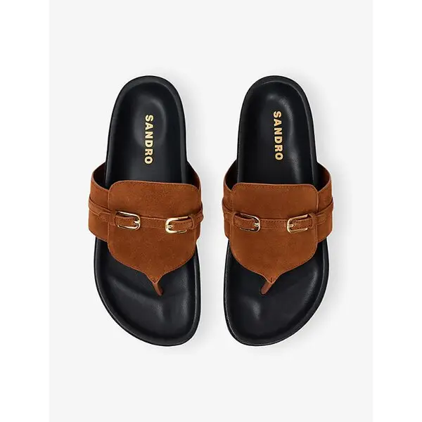 Sandro Suede Sandals With Buckle Embellishments
