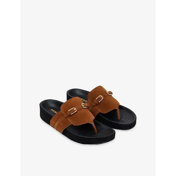 Sandro Suede Sandals With Buckle Embellishments