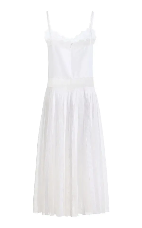 Brandon Maxwell Rooney Embroidered Lace Midi Slip Dress