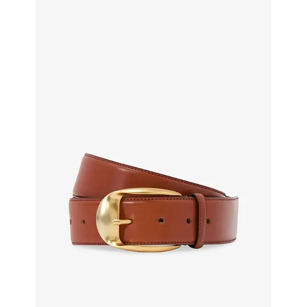 REISS Sammy Leather Belt - Tan