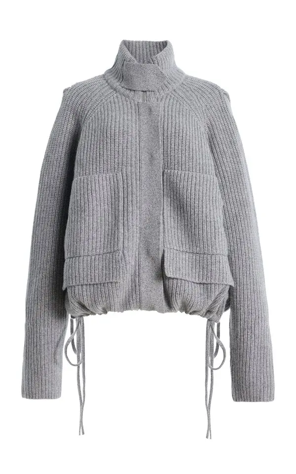 Brandon Maxwell Winsor Ballon Cashmere Jacket - Grey