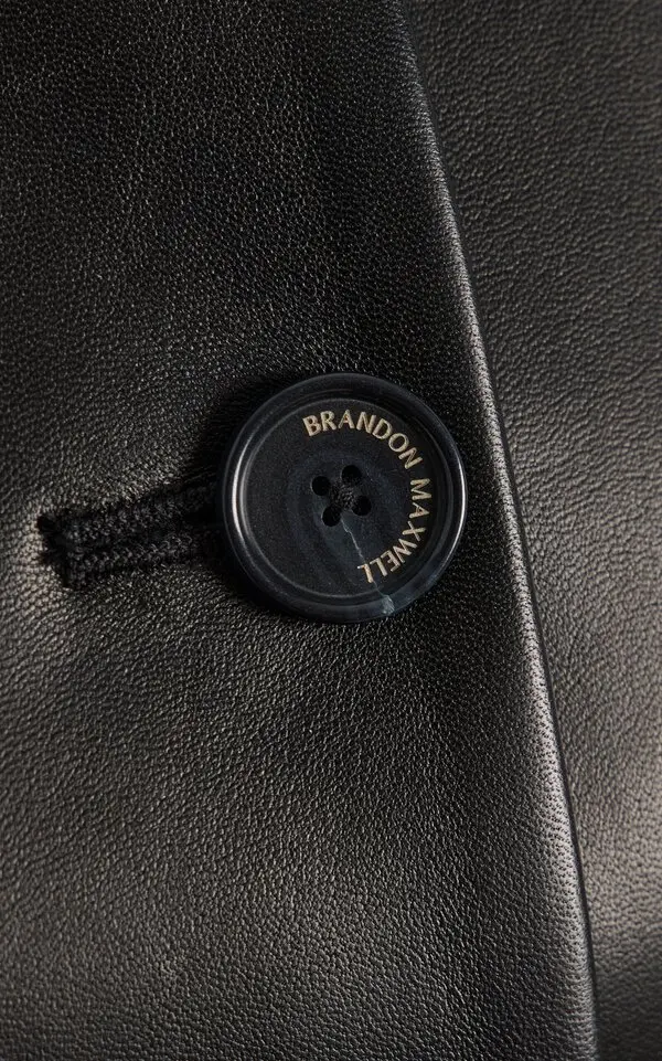 Brandon Maxwell Brooks Cropped Lamb Leather Jacket