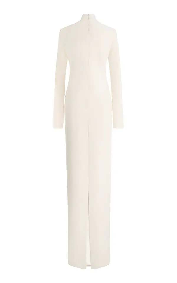 Brandon Maxwell Crosby Mock Neck Long Sleeve Gown - Ivory