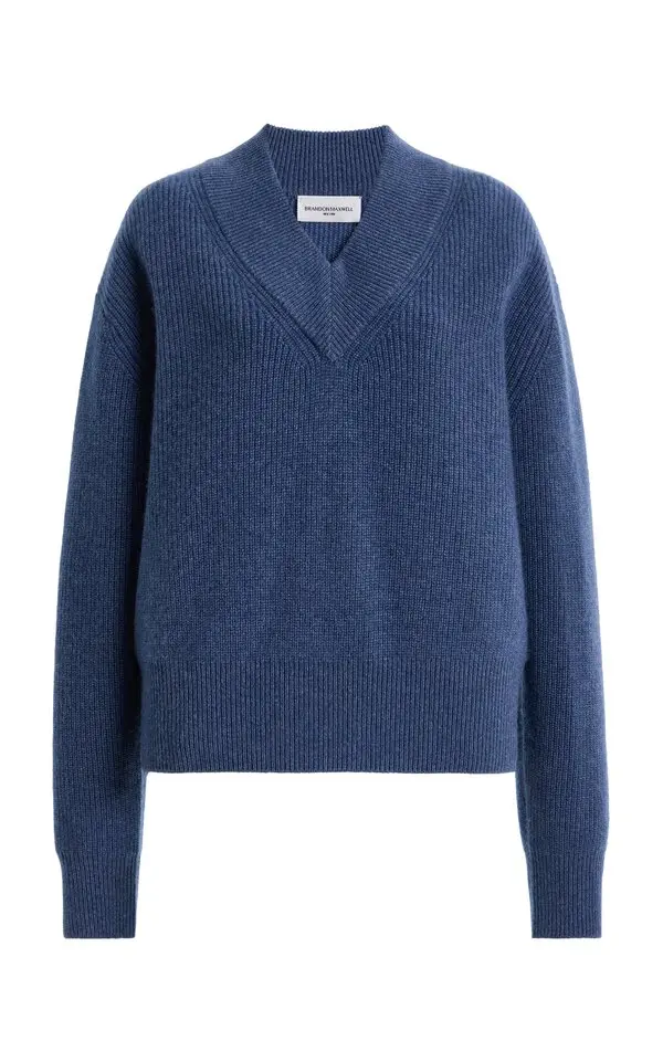 Brandon Maxwell Maris V-neck Cashmere Sweater - Blue