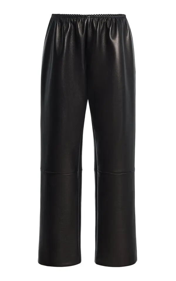 Brandon Maxwell Perry Cropped Lamb Leather Pants