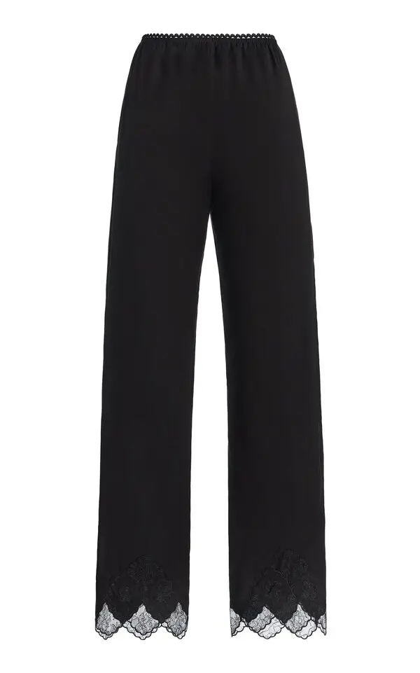 Brandon Maxwell Wilder Lace-detail Cotton Cropped Pants - Black