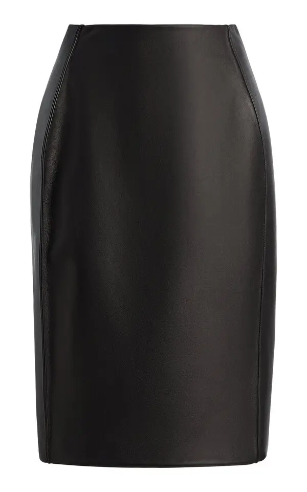Brandon Maxwell Murphy Lamb Leather Pencil Skirt - Black