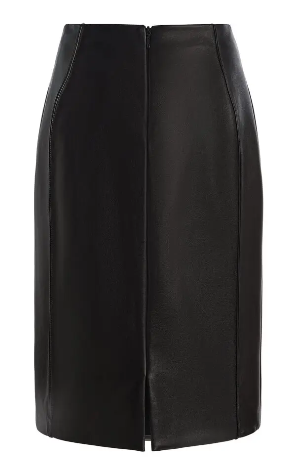 Brandon Maxwell Murphy Lamb Leather Pencil Skirt