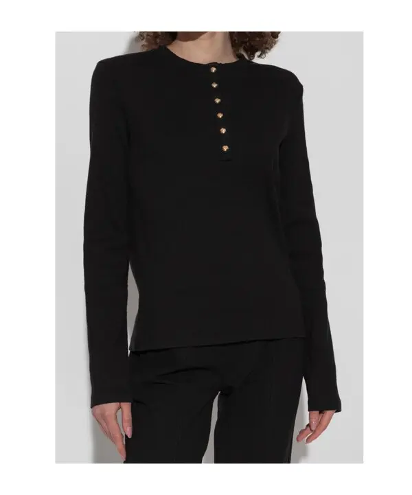 ANINE BING Alessia Half-button Ribbed T-shirt
