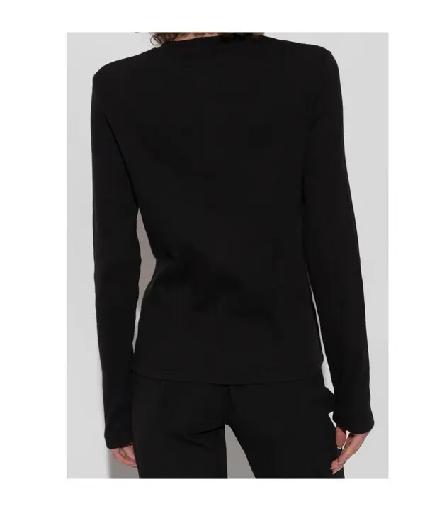 ANINE BING Alessia Half-button Ribbed T-shirt