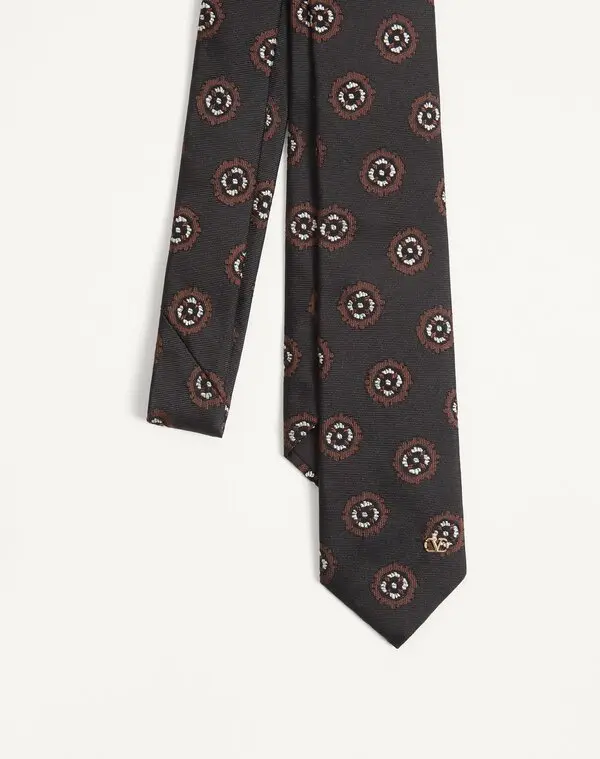 Valentino Garavani Valentie Silk Jacquard Tie With Geometric Pattern