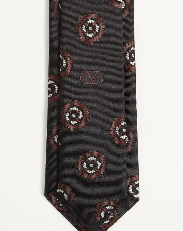 Valentino Garavani Valentie Silk Jacquard Tie With Geometric Pattern