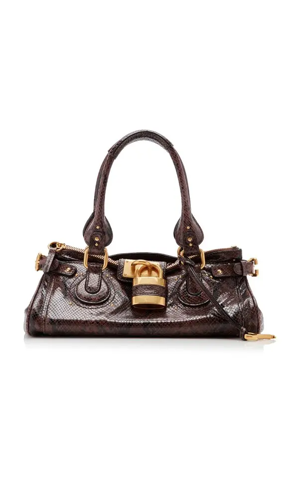 Chloé Paddington Python-embossed Leather Shoulder Bag - Brown