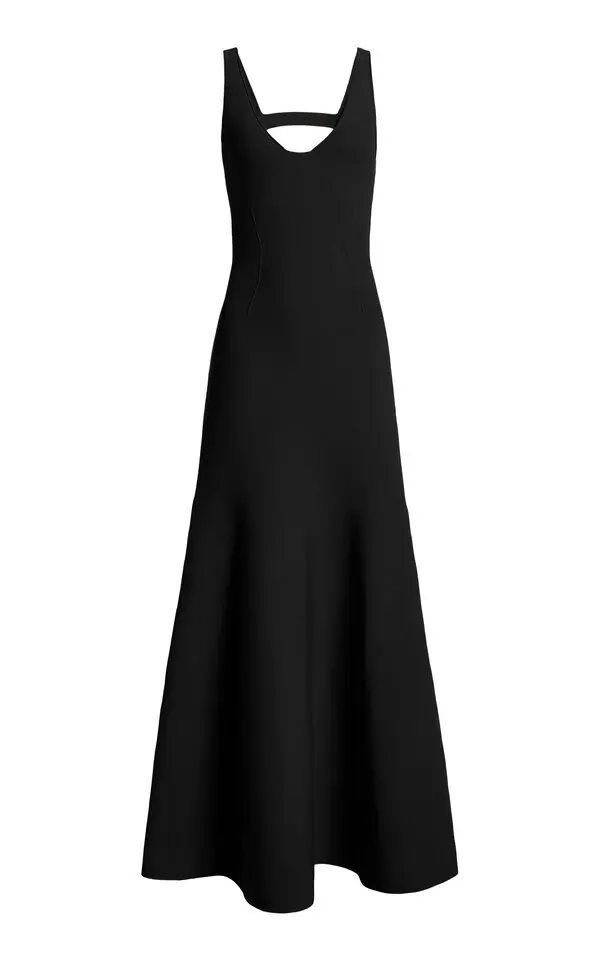 Brandon Maxwell Tatum V-neck Maxi Dress - Black