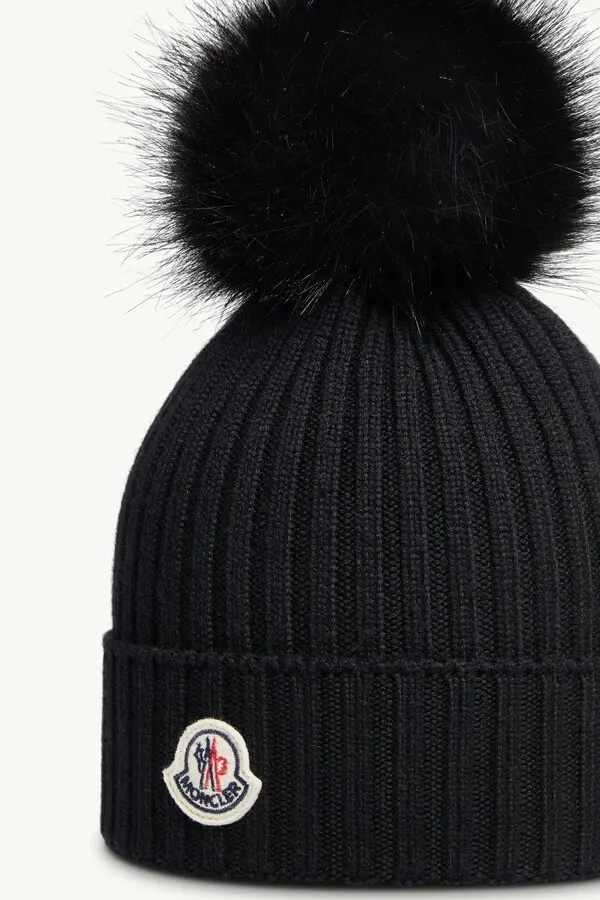 Moncler Wool Beanie With Pom Pom