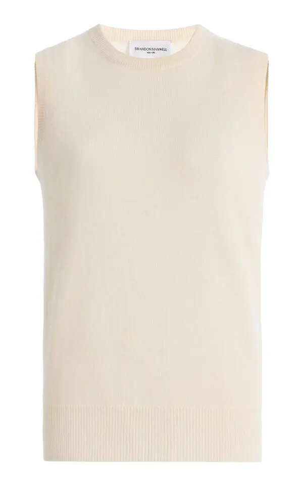Brandon Maxwell Blythe Knit Cashmere-silk Tank Top - Ivory
