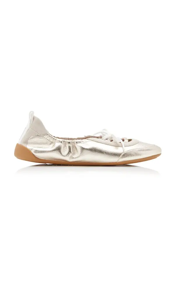Chloé Kick Leather Ballet Sneakers - Metallic