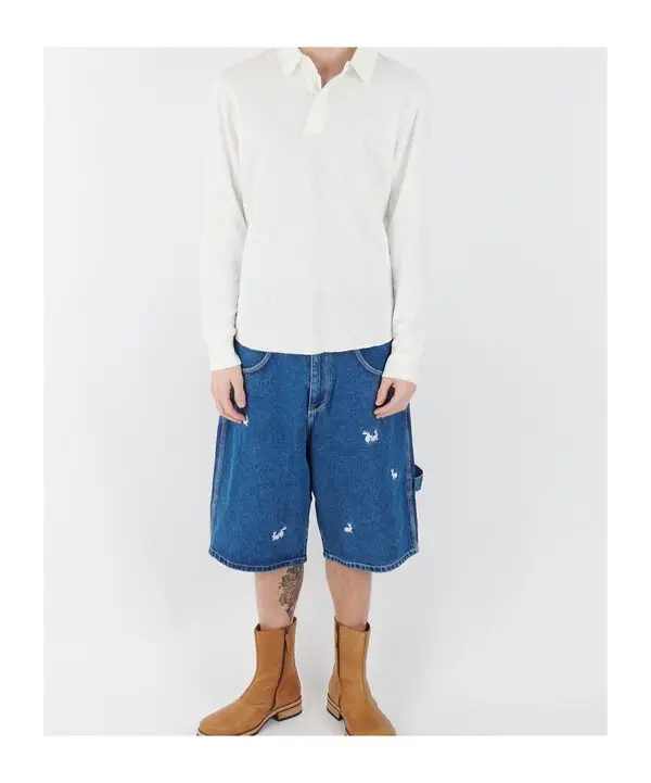 CARNE BOLLENTE Embroidered Denim Shorts