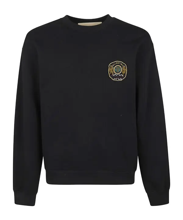 Valentino Garavani Logo Embroidered Crewneck Sweatshirt - Black