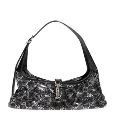 Gucci Jackie Slim Metallic Evening Bag - Black/silver