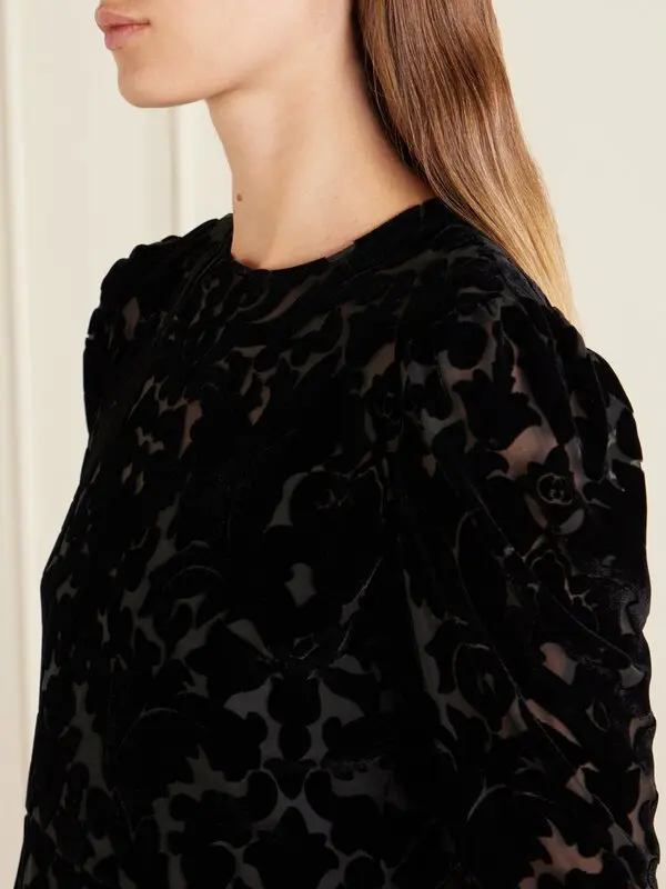 Gucci Devoré-pattern Mini Dress With Puff Sleeves