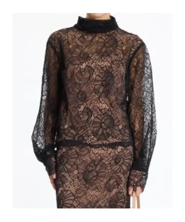 ROTATE BY BIRGER CHRISTENSEN Lace High Collar Midi Dress