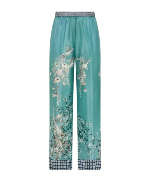 Seventy Floral Print Wide-leg Trousers - Blue