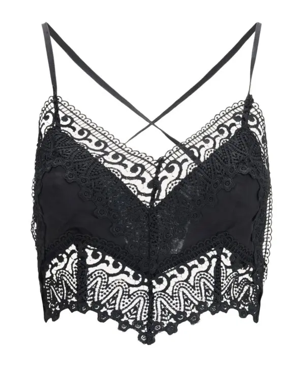 Charo Ruiz Ibiza Blanca Lace-trim Cropped Top - Black