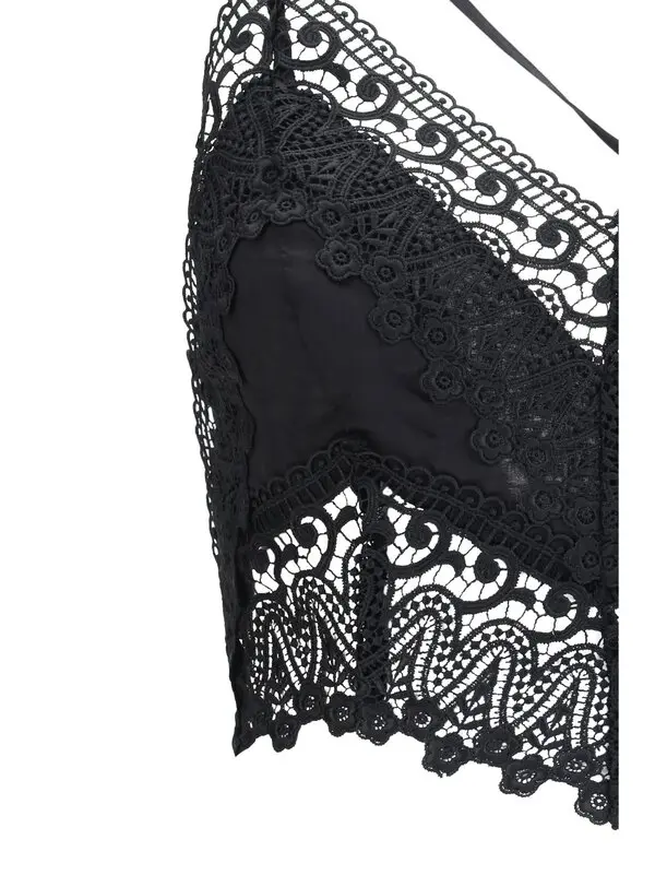 Charo Ruiz Ibiza Blanca Lace-trim Cropped Top