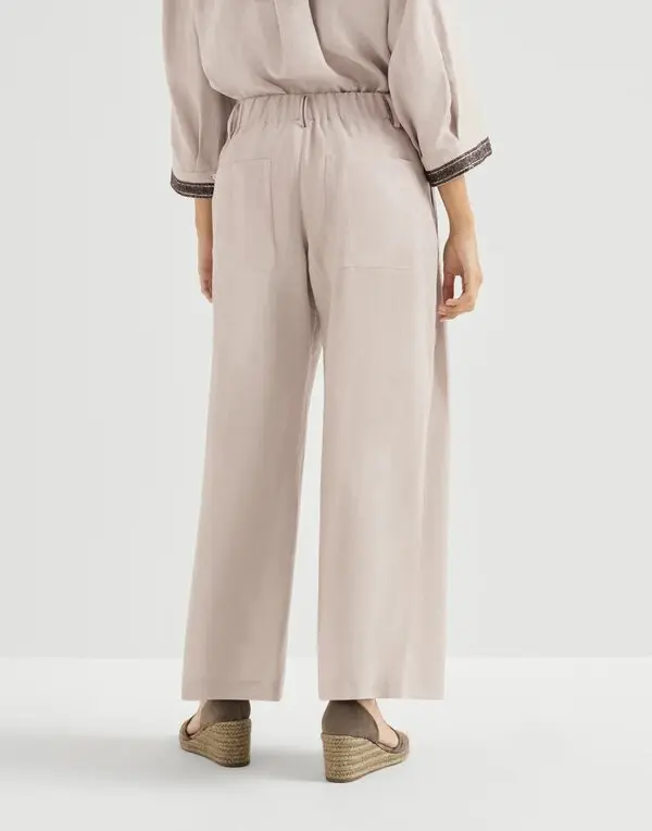 Brunello Cucinelli Linen Trousers With Drawstring And Monili