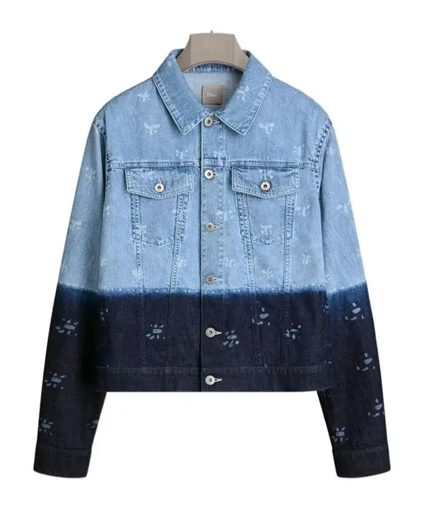 Dior Denim Trucker Jacket With Graphic Print