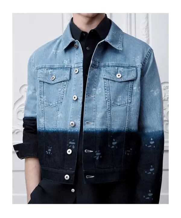 Dior Denim Trucker Jacket With Graphic Print