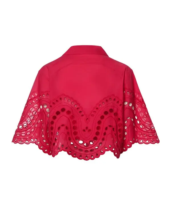 Charo Ruiz Ibiza Storm Broderie-anglaise Cropped Shirt