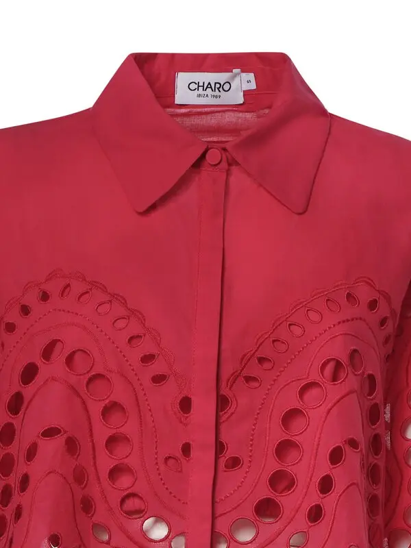 Charo Ruiz Ibiza Storm Broderie-anglaise Cropped Shirt