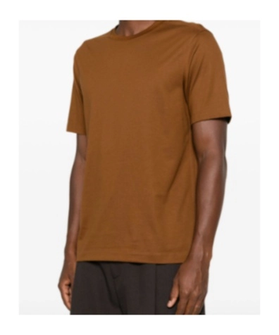 Zegna Short Sleeve Crewneck T-shirt - Brown