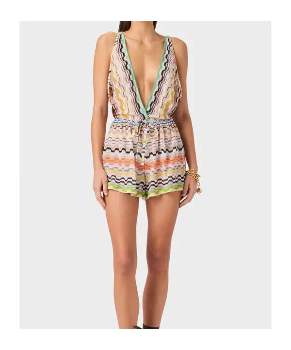 Missoni Short Jumpsuit In Pure Viscose With Greek Motif - Multicolour
