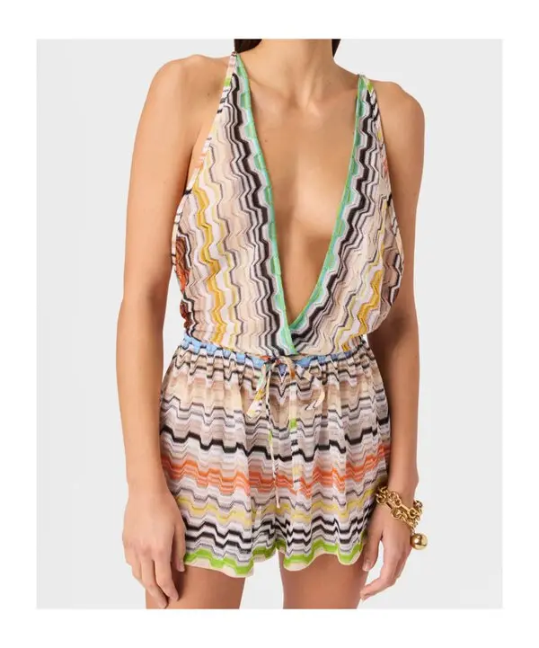 Missoni Short Jumpsuit In Pure Viscose With Greek Motif - Multicolour