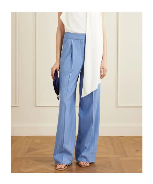 Veronica Beard Heyser Pinstriped Wide-leg Pants - Blue