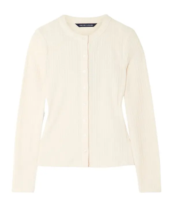 Veronica Beard Lira Pointelle-knit Cardigan
