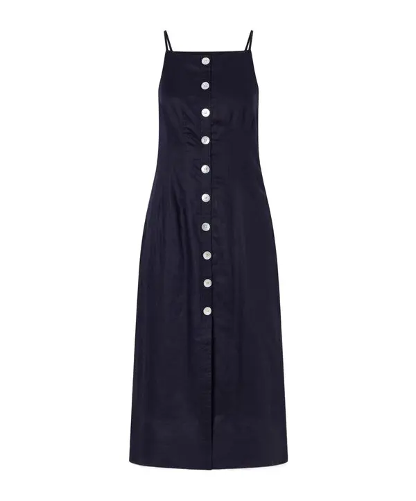 Veronica Beard Button-down Spaghetti-strap Midi Dress