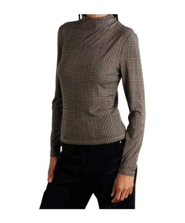 Veronica Beard Nate Prince Of Wales Check Long Sleeve Top