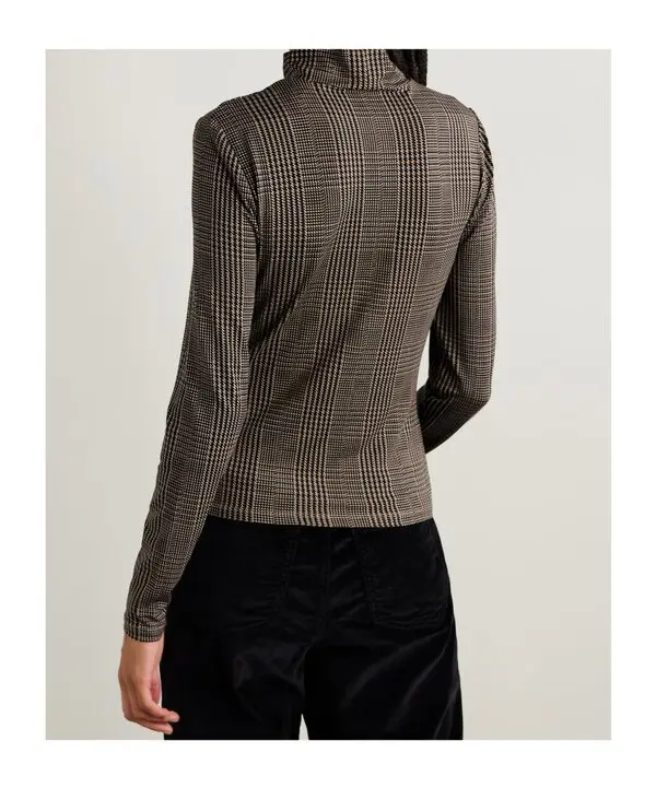 Veronica Beard Nate Prince Of Wales Check Long Sleeve Top