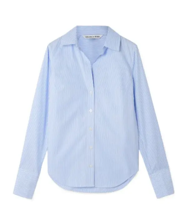 Veronica Beard Amelia Striped Cotton-poplin Shirt - Blue