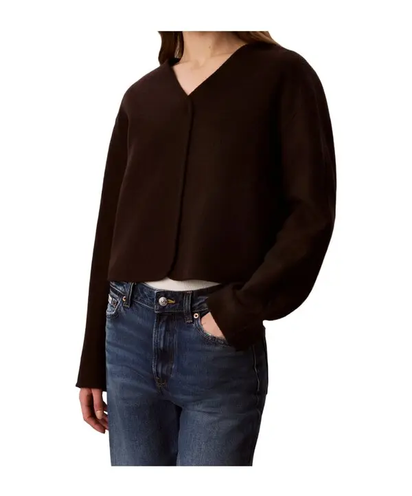 Calvin Klein Cropped V-neck Jacket - No