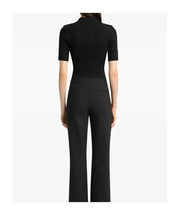 COURREGES Ribbed Knit Short-sleeved Polo Shirt With Embroidered Logo