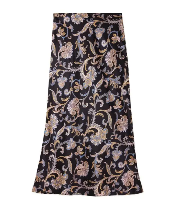 Veronica Beard Clover Paisley-print Silk-blend Charmeuse Midi Skirt - Black