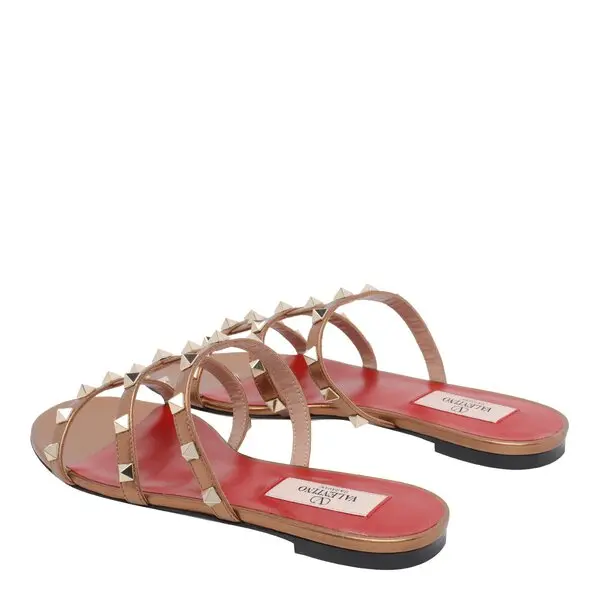Valentino Garavani Rockstud Laminated Nappa Slide Sandals