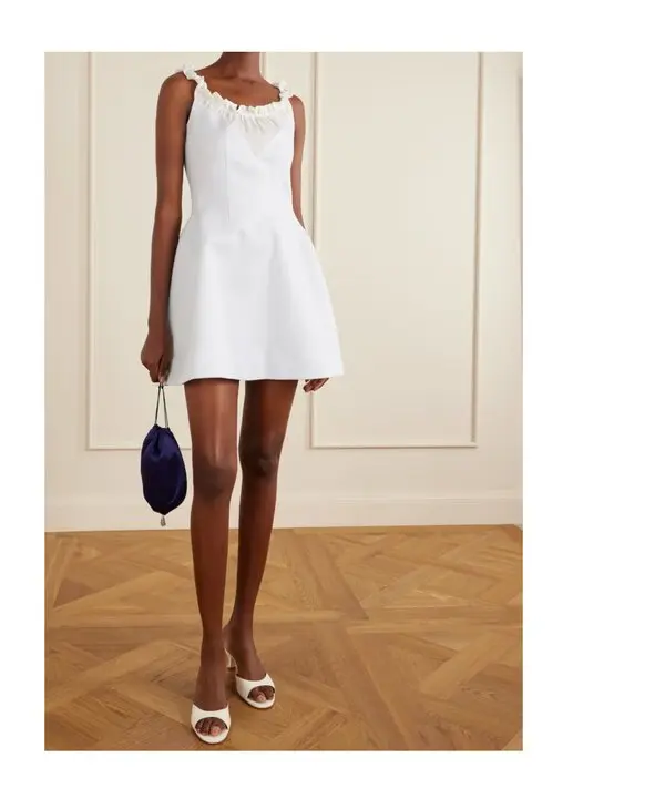 SHUSHU/TONG Sleeveless Patchwork Bodice Pleated Mini Dress