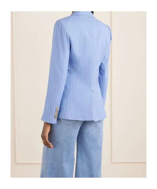 Veronica Beard Miller Double-breasted Pinstriped Woven Blazer